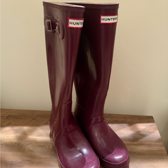 Hunter | Shoes | Hunter Burgundy Rain Boots | Poshmark